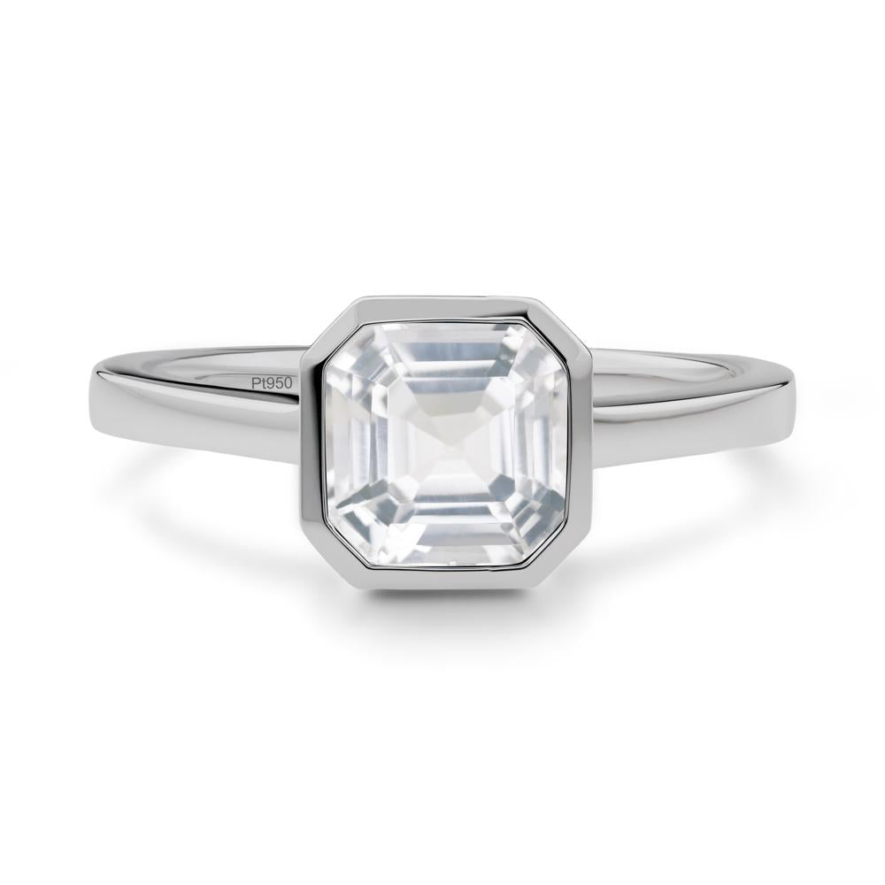 White Topaz Asscher Bezel Ring | LUO