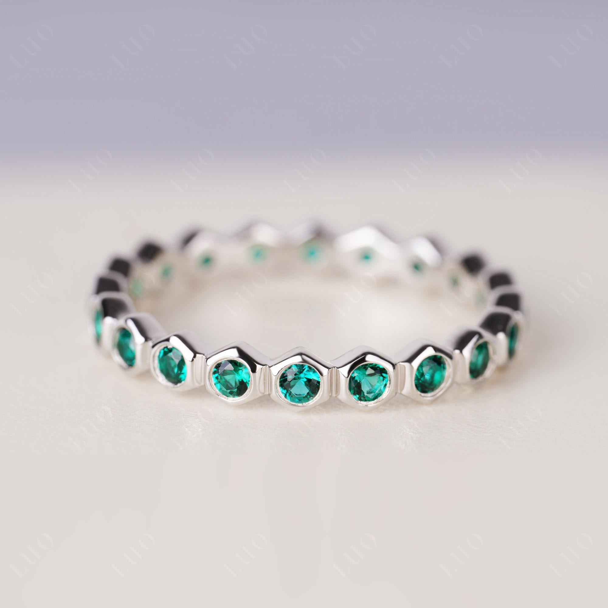 Emerald Hexagon Band Ring | LUO