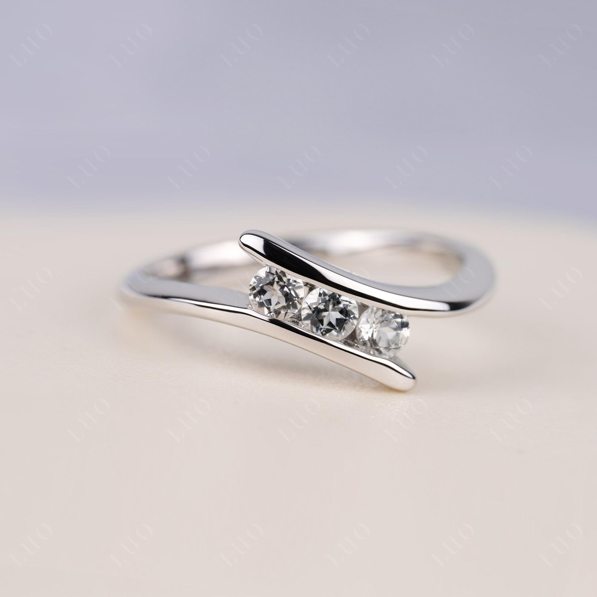 3 Stone White Topaz Bypass Ring | LUO