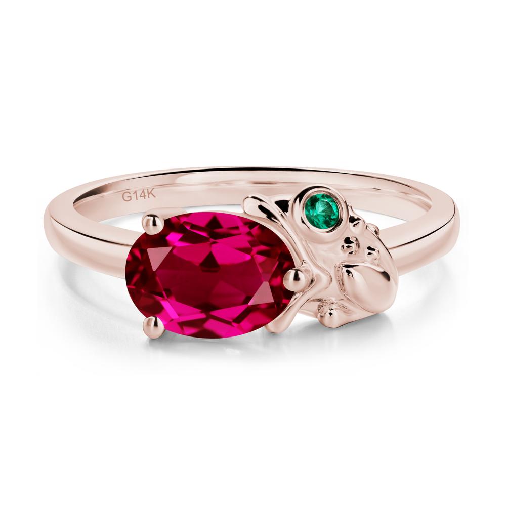 Nature Inspired Toad Ruby and Emerald Ring | LUO