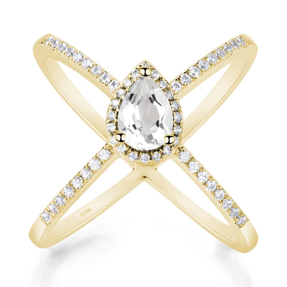 Pear Shaped White Topaz Criss Cross Ring | LUO