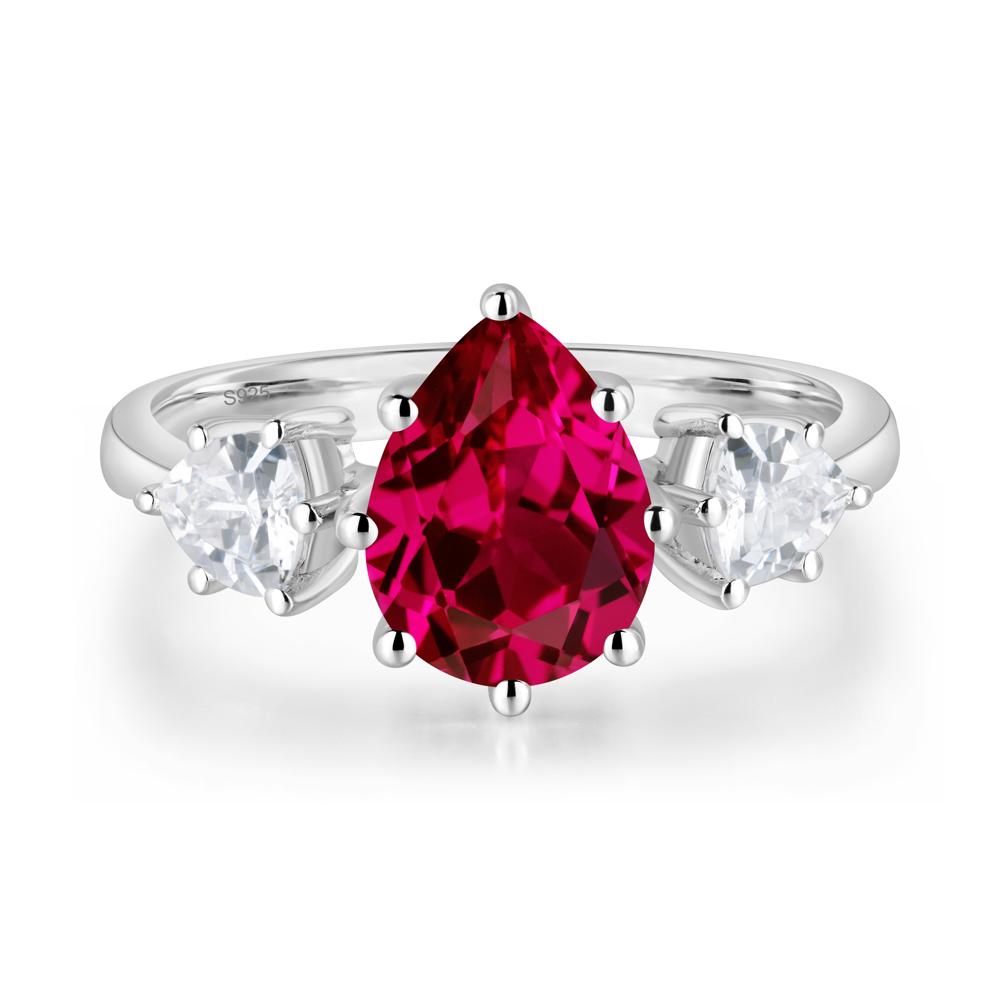Pear Ruby Ring with Trillion Side Stone | LUO