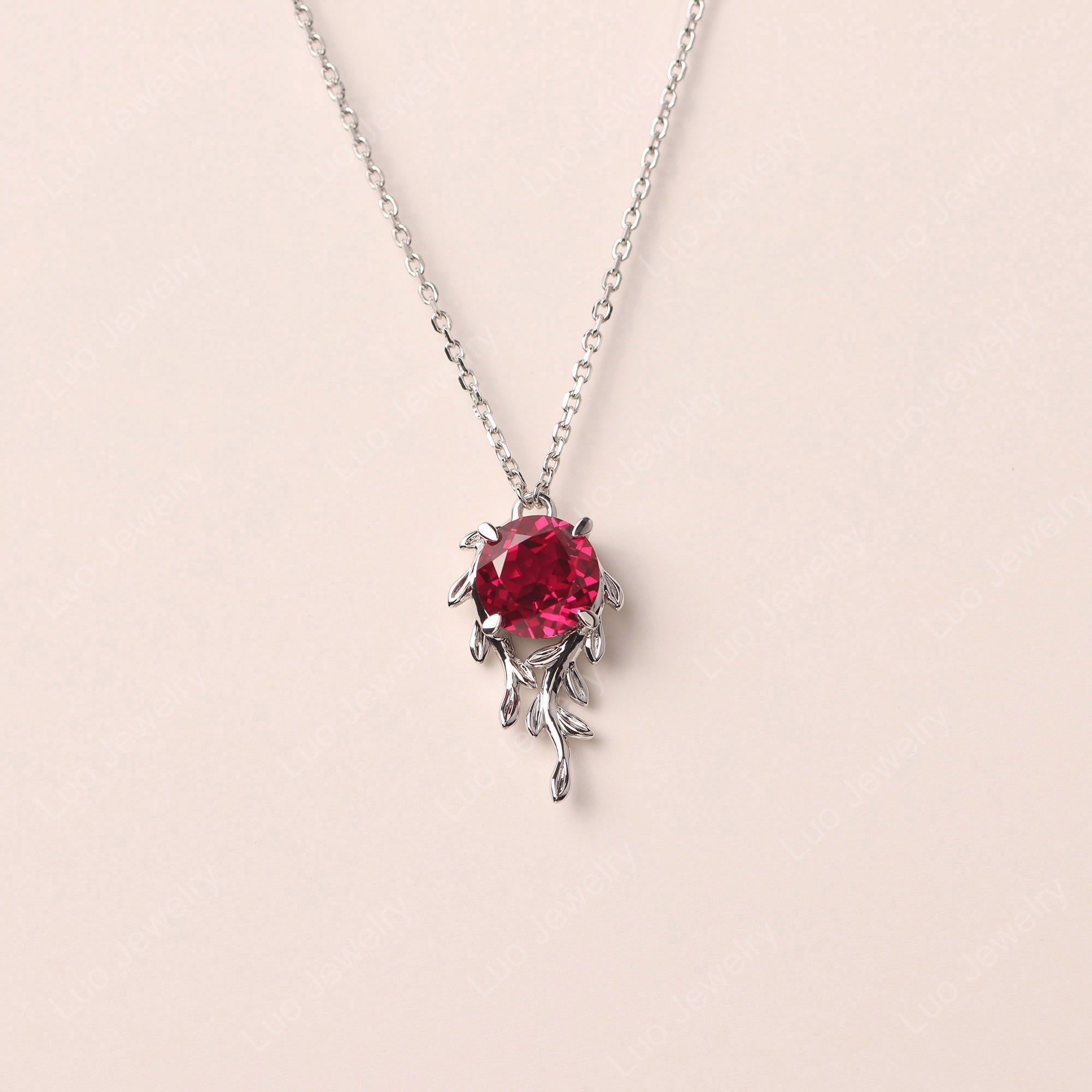 ruby necklace silver