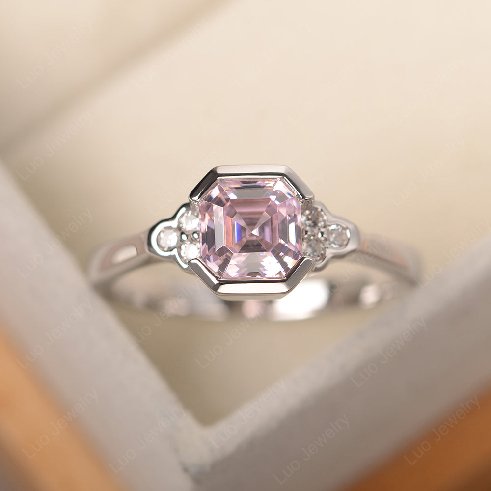 Vintage Asscher Cut Pink Cubic Zirconia Ring | LUO