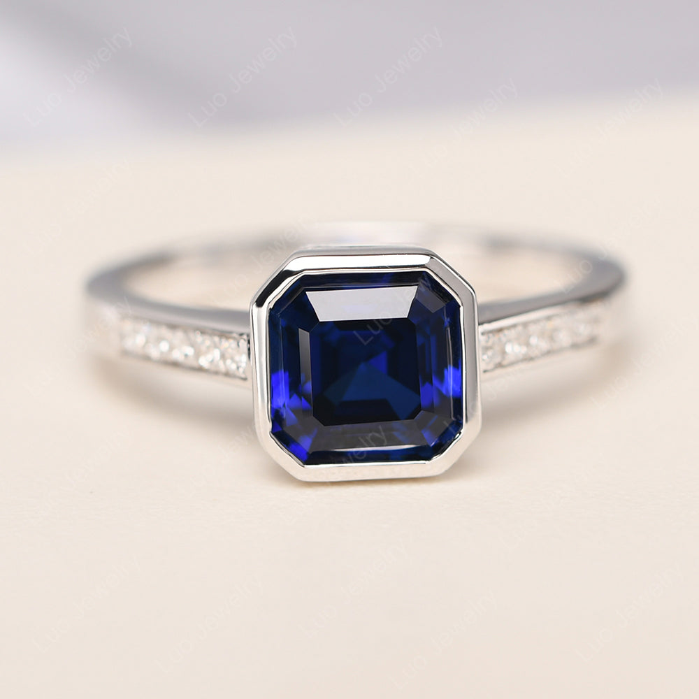 Sapphire Bezel Set Asscher Cut Ring | LUO