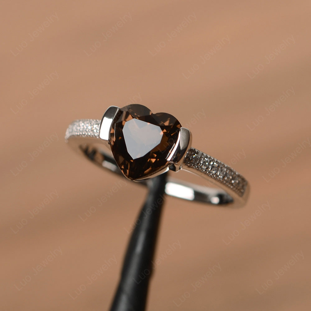 Smoky Quartz Half Bezel Set Engagement Ring | LUO