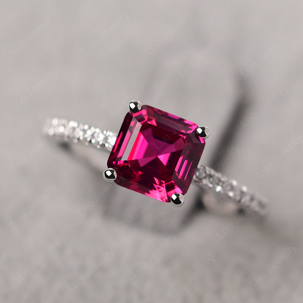Simple Ruby Asscher Cut Ring | LUO