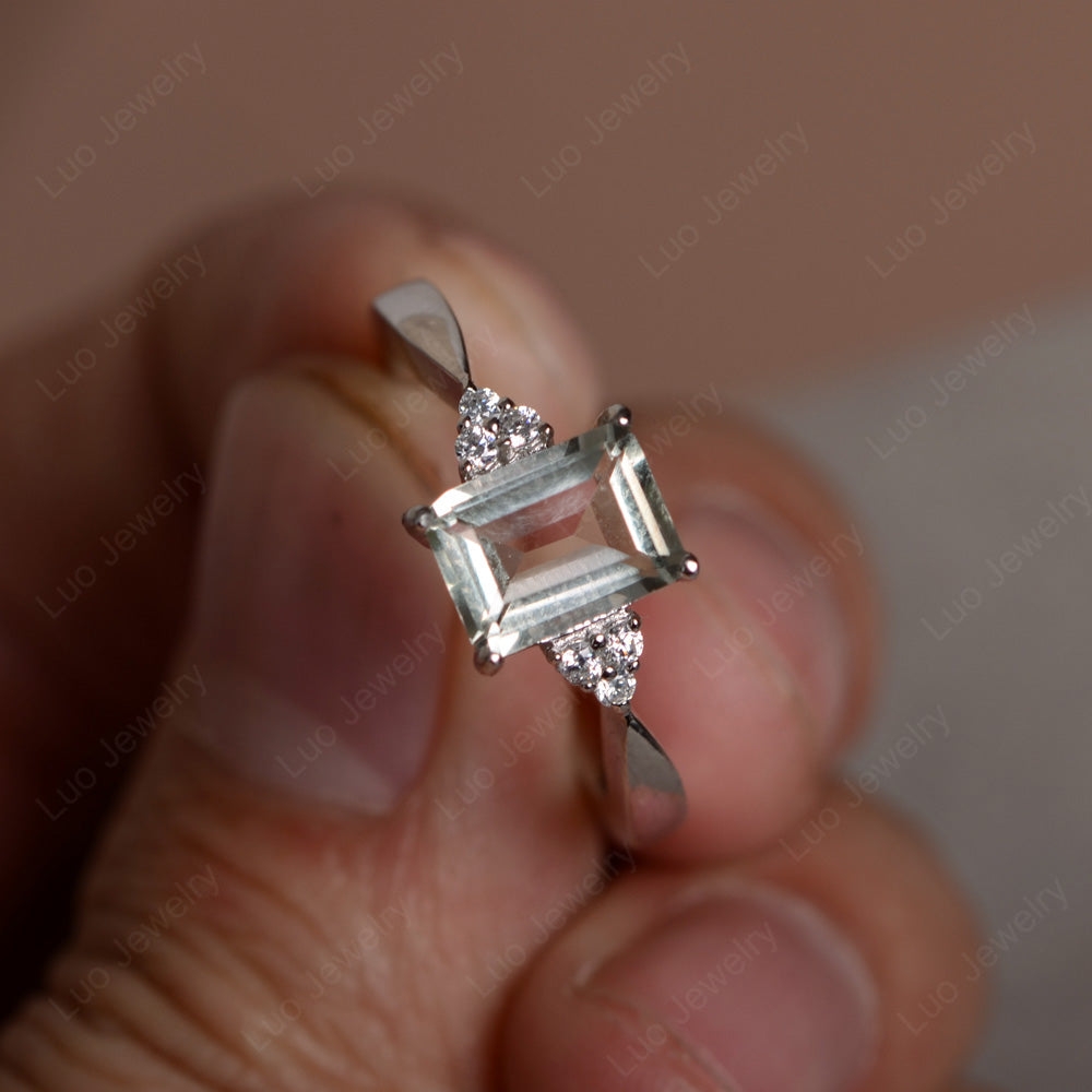 Emerald Cut Green Amethyst Ring | LUO