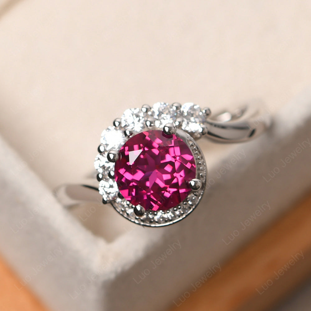 Spiral Halo Ruby Ring | LUO