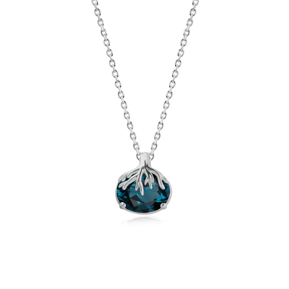 Tree Root Inspired Oval London Blue Topaz Pendant | LUO