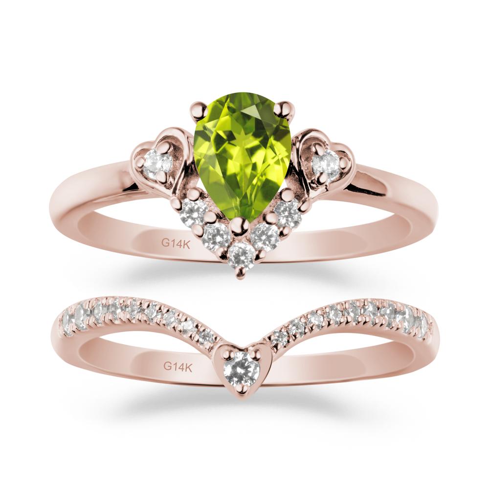 Tiara-Inspired Pear Shaped Peridot Ring Set | LUO