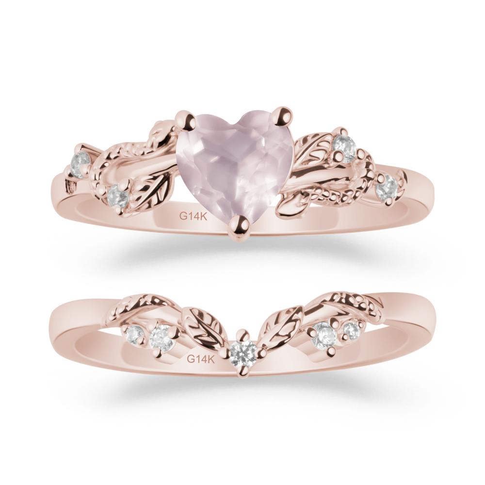 Snake Inspire Rose Quartz Wedding Ring Set | LUO