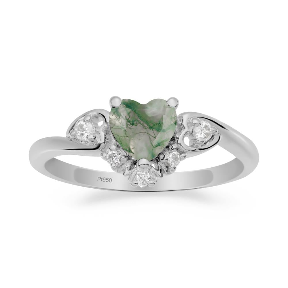 Heart Shaped Moss Agate Ring for Mom | LUO