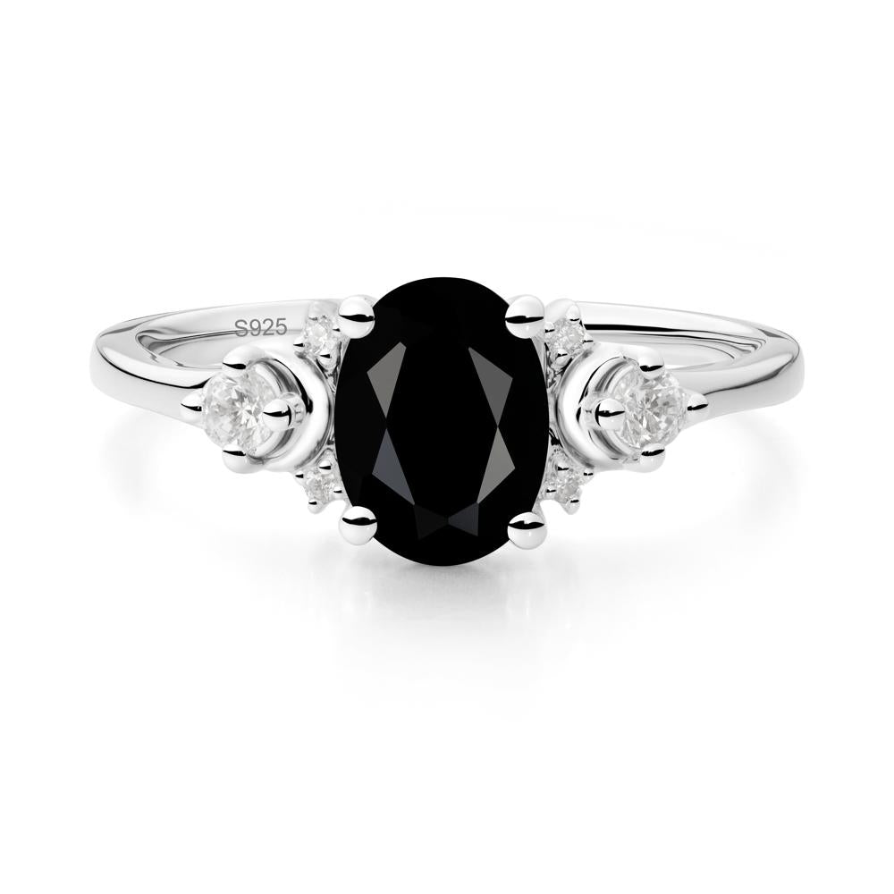 Crescent Moon Inspired Black Spinel Ring | LUO