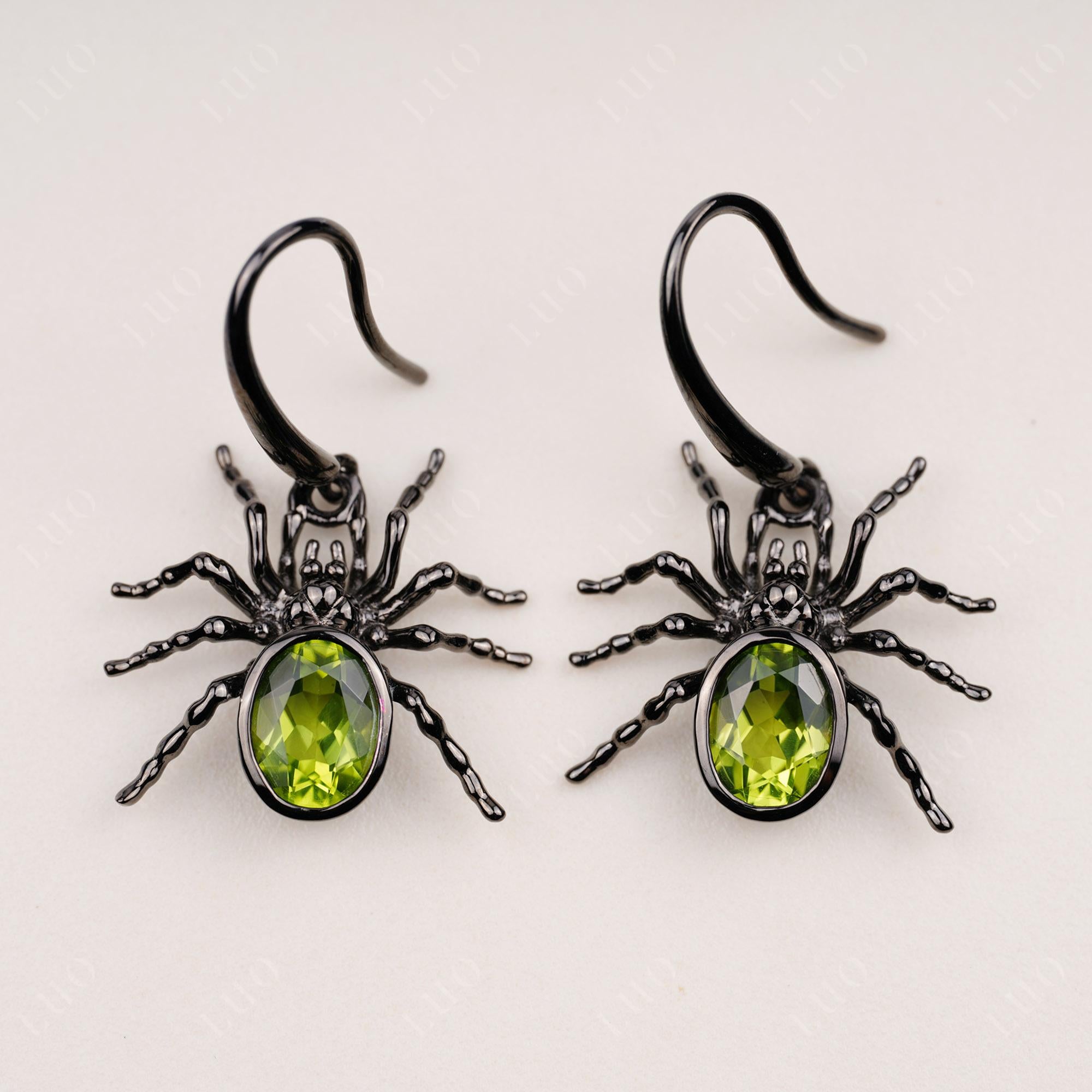 Peridot Bezel Set Spider Earrings | LUO