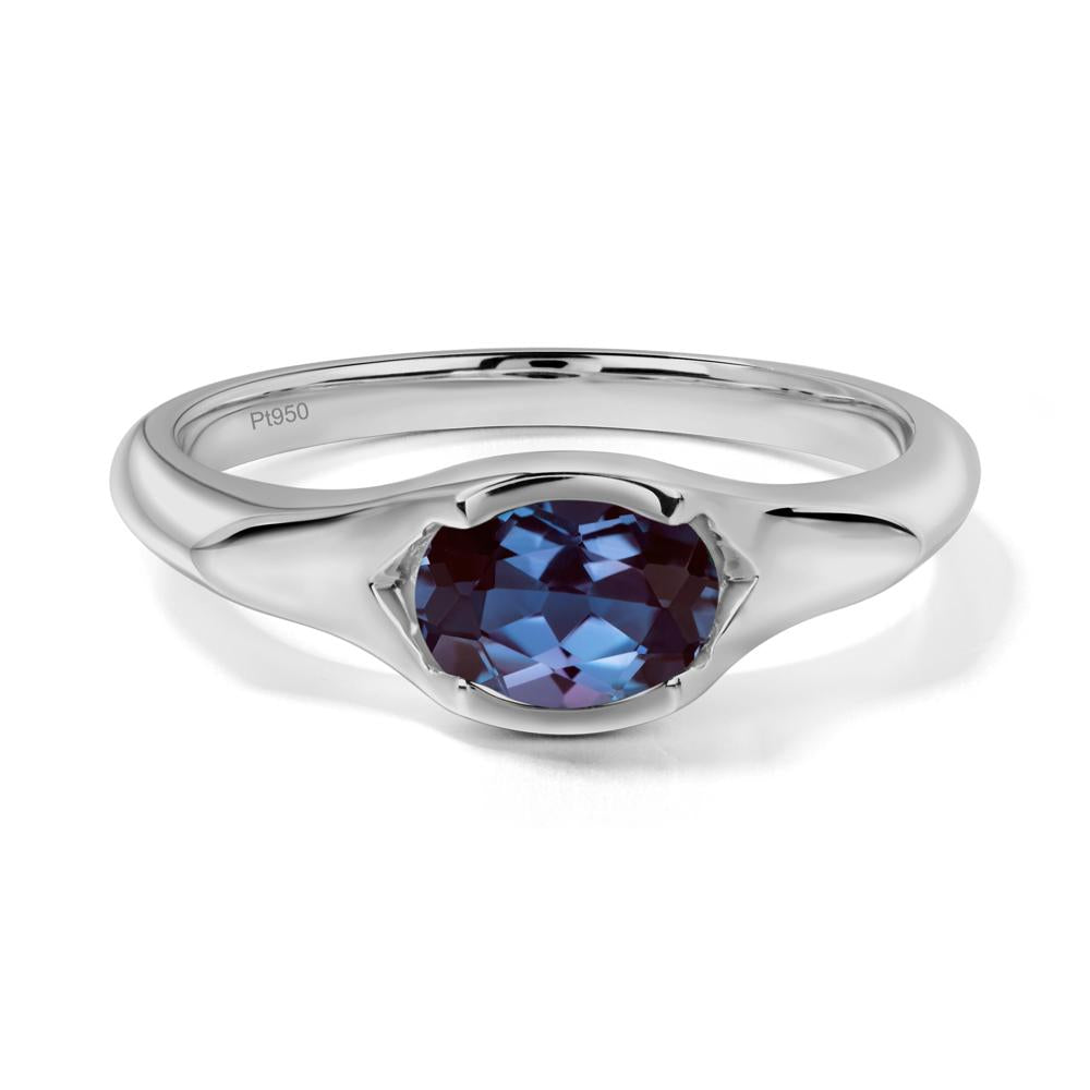 Oval Alexandrite East West Bezel Set Ring | LUO