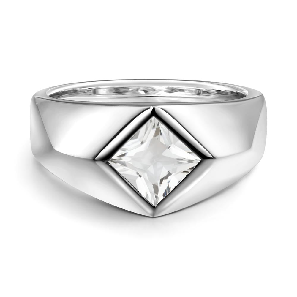 Men's White Topaz Kite Set Ring | LUO