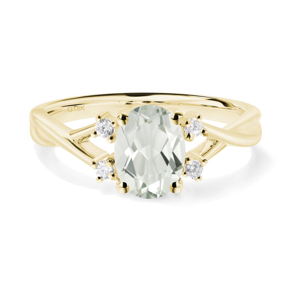 Oval Green Amethyst Wedding Ring Set | LUO