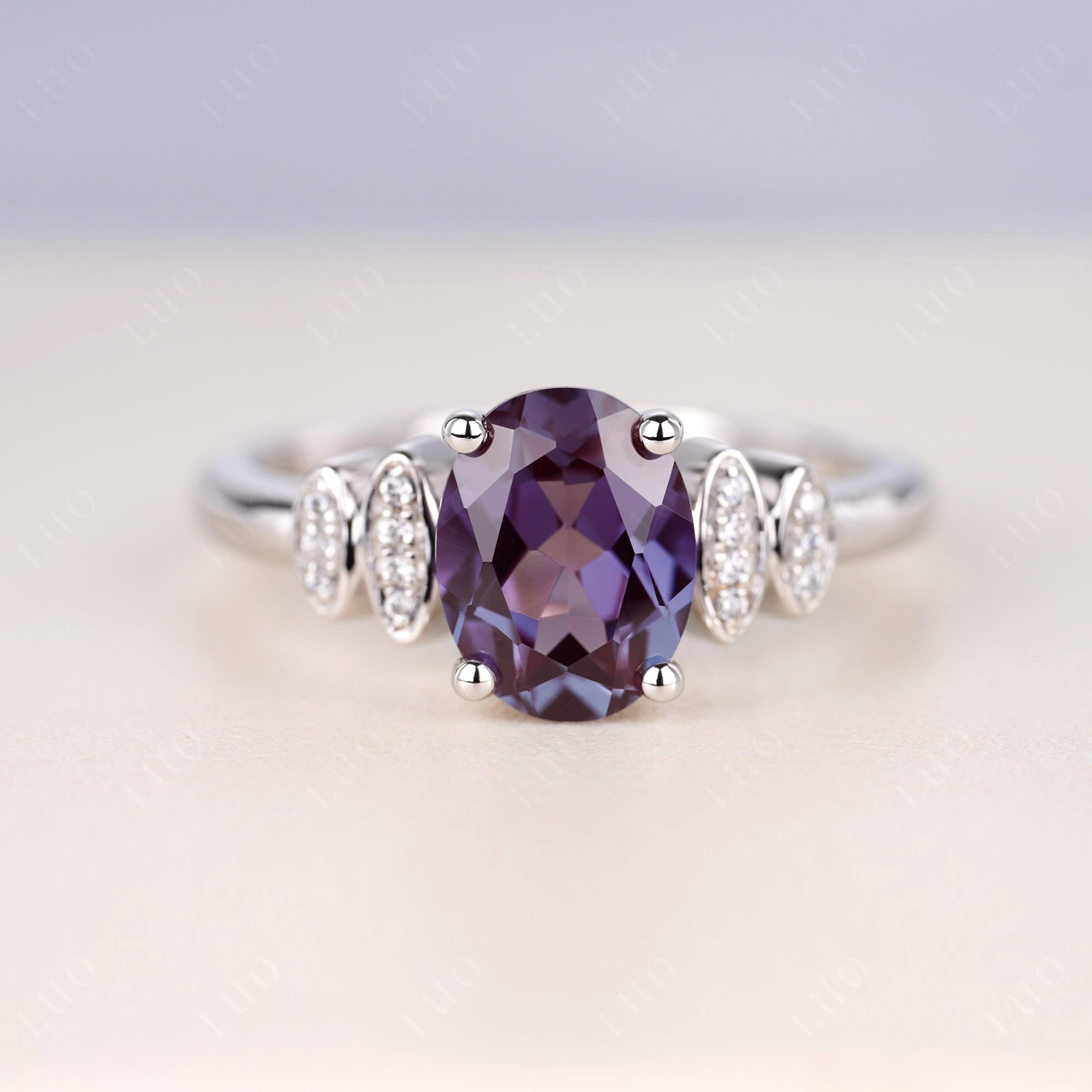 Oval Cut Simple Alexandrite Engagement Ring | LUO