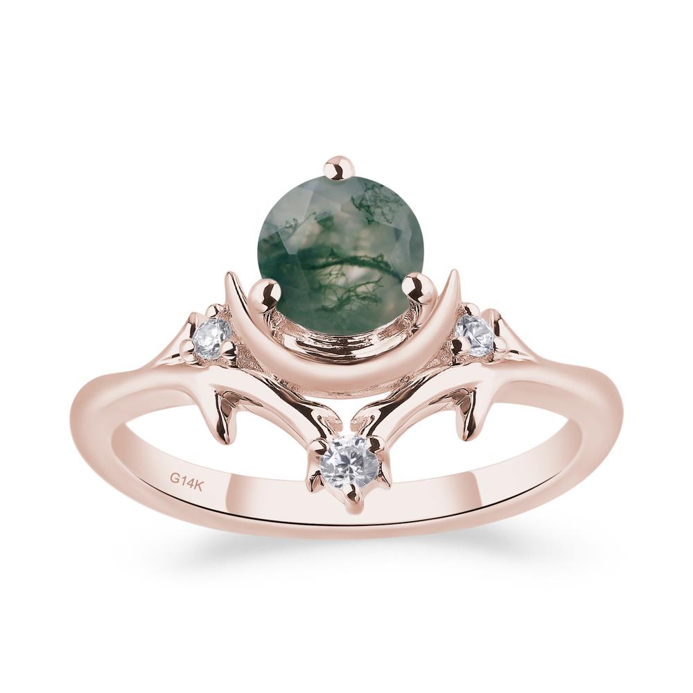 Moss Agate Ring with Moon and Star | LUO