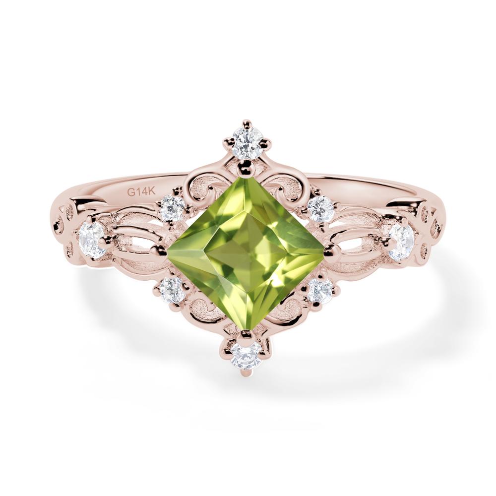Princess Cut Peridot Art Deco Ring | LUO