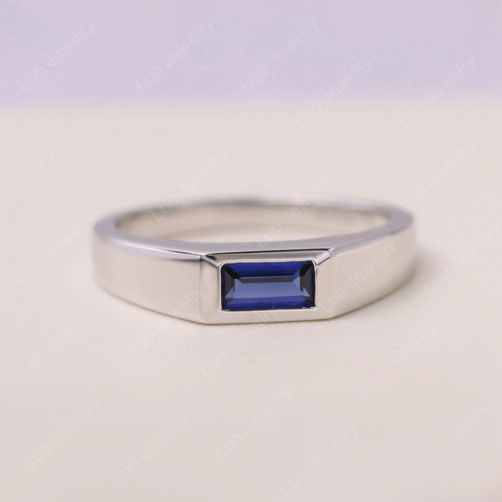 Sapphire Bezel Baguette Engagement Ring | LUO