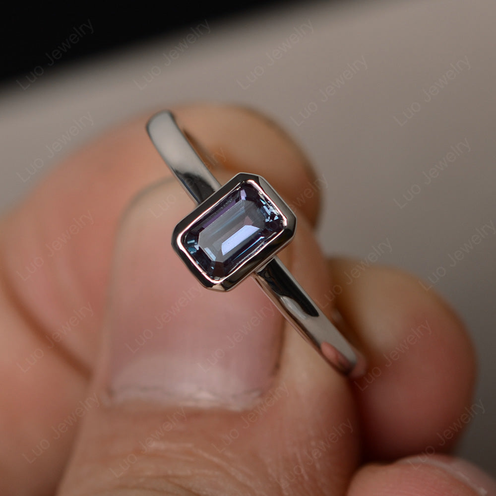 Petite Bezel Set Alexandrite Solitaire Ring | LUO