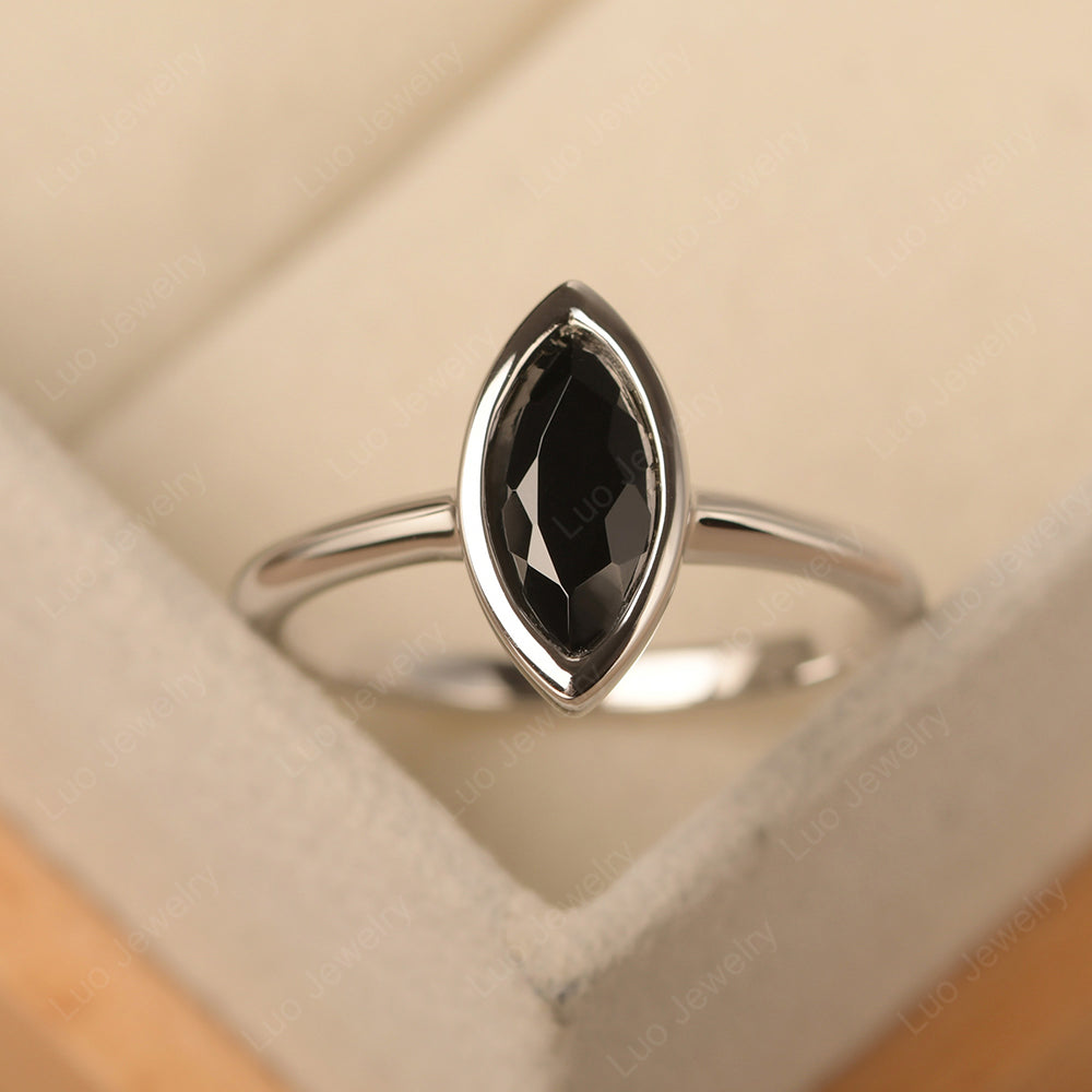 Marquise Cut Black Spinel Bezel Set Ring | LUO