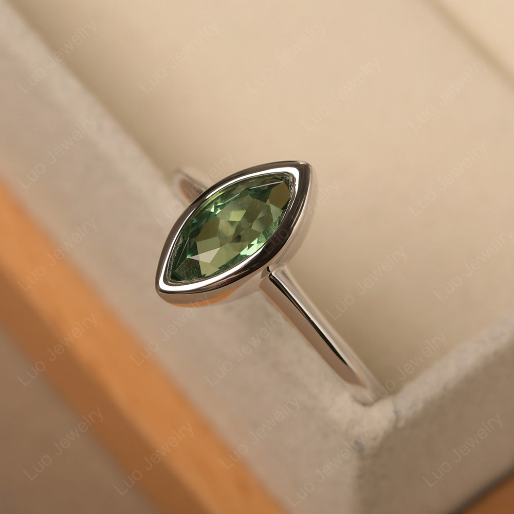 Marquise Cut Green Sapphire Bezel Set Ring | LUO