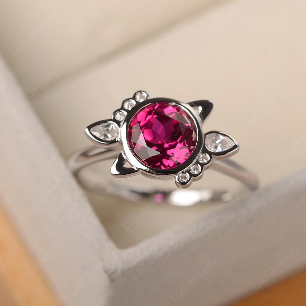 Saturn Style Ruby Engagement Ring | LUO