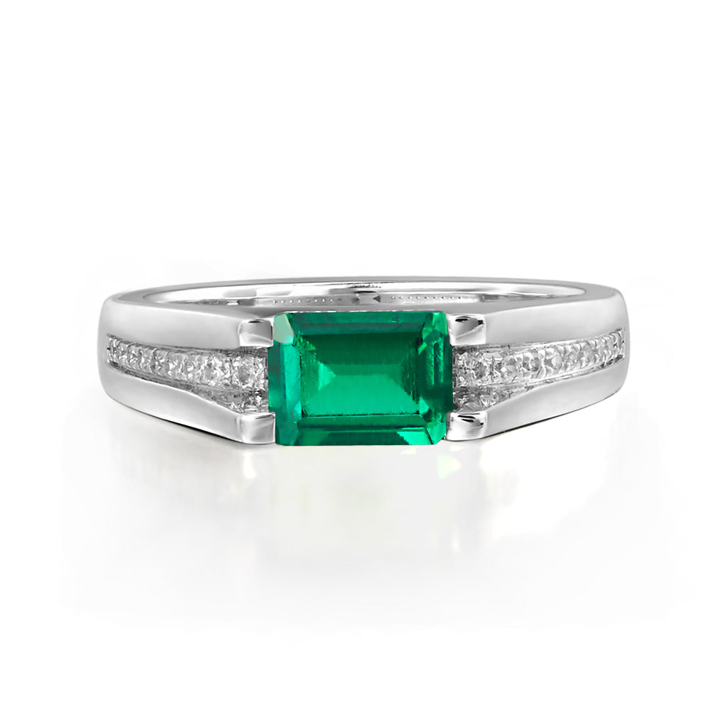 East West Emerald Engagement Ring | LUO