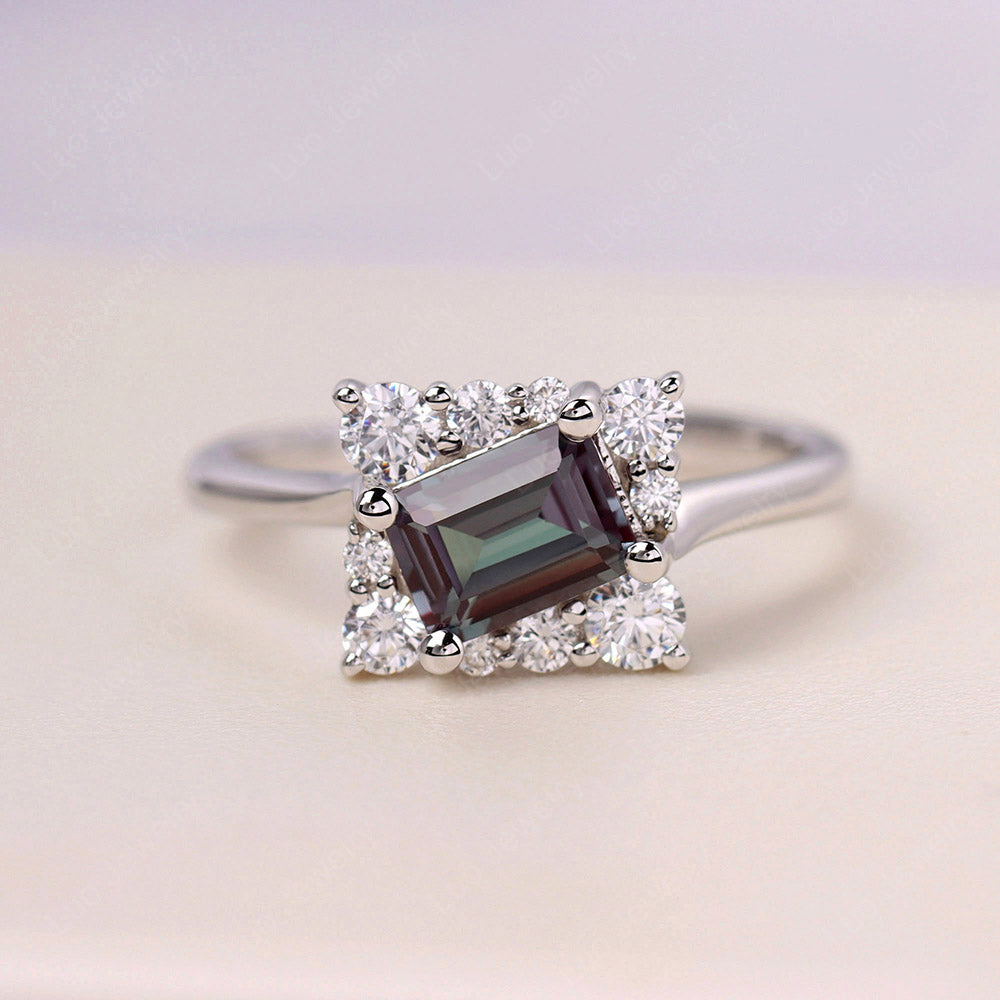 Emerald Cut Alexandrite Halo Ring | LUO