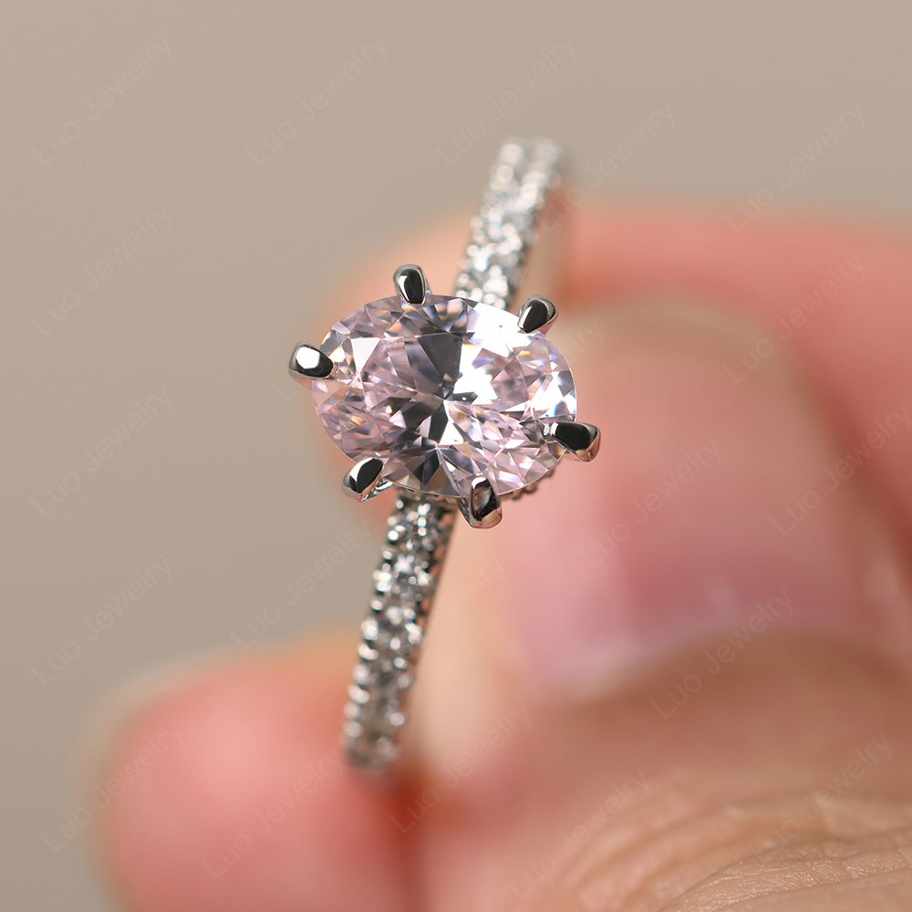 Pink Cubic Zirconia Hidden Halo Engagement Ring | LUO