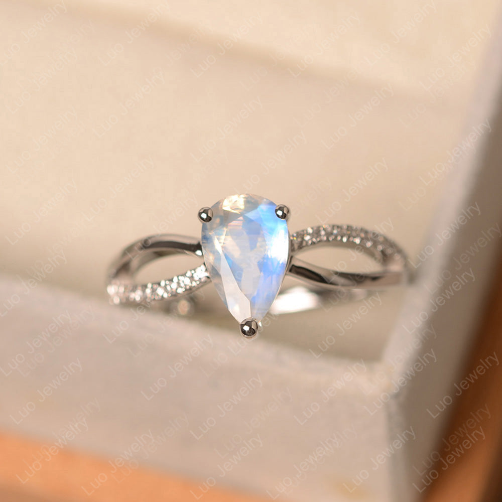 Pear Shaped Moonstone Ring Split Shank | LUO