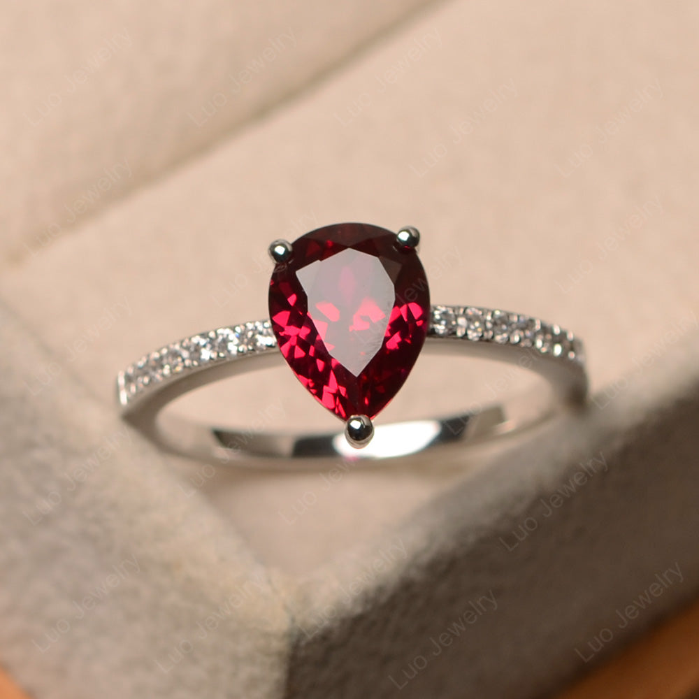 Ruby Pear Pave Engagement Ring | LUO