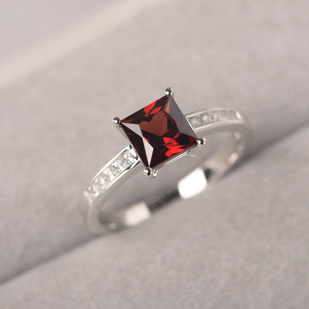 Princess Cut Garnet Promise Ring | LUO